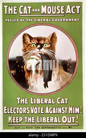 The Cat and Mouse Act suffragette poster 1914 Stock Photo - Alamy