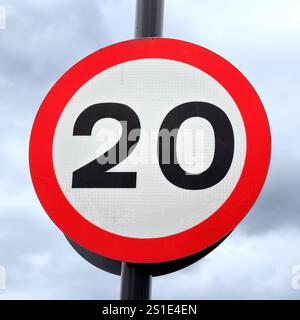 20 kilometers per hour speed limit sign on the street 20 kilometers per ...
