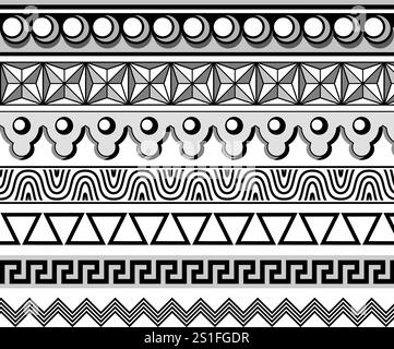 Greek motives vector symbols borders, frames set. Greek key elements ...