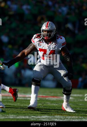 Ohio State offensive lineman Donovan Jackson speaks during a press ...