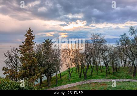 Sunset over Lake Ohrid in North Macedonia Stock Photo - Alamy