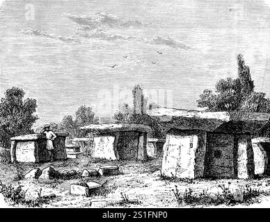 Cromlech, prehistoric megalithic structure, illustration from Soviet ...