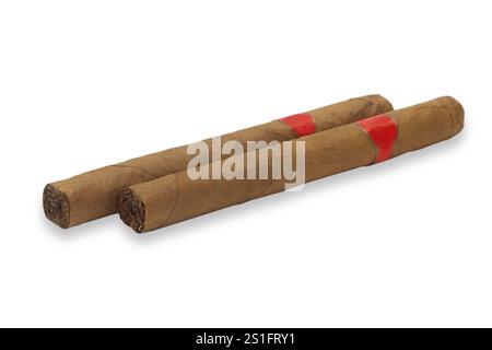 Two cigars cropped on a white background Stock Photo - Alamy