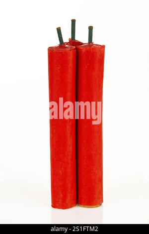 Red firework body on a white background Stock Photo - Alamy