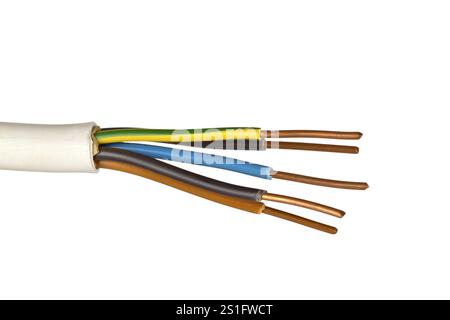 Power cable cropped on white background Stock Photo - Alamy