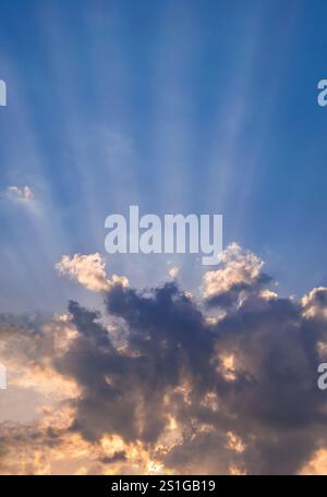 Sun's rays at sunset behind red dome of Palacio del Gobierno ...