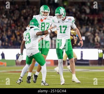 North Texas' Drew Mestemaker (17) celebrates after winning an NCAA ...