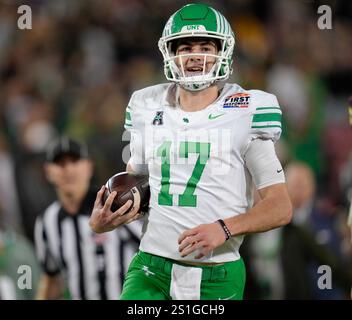 North Texas' Drew Mestemaker (17) celebrates after winning an NCAA ...