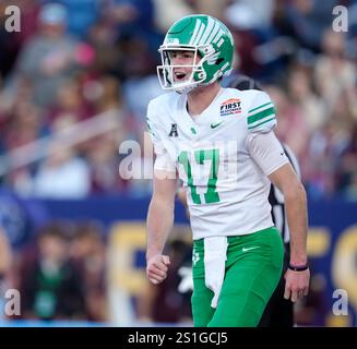 North Texas' Drew Mestemaker (17) celebrates after winning an NCAA ...