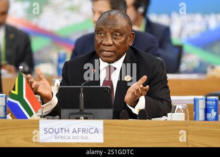 South African President Cyril Ramaphosa addresses the opening session ...