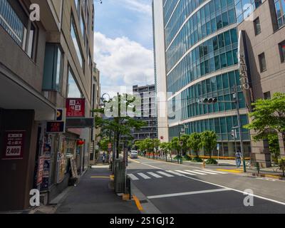 Modern commercial buildings on Tokyo Metropolitan Road Route 414 at ...