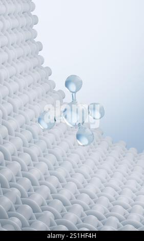 Abstract braided fabric and transparent molecule, 3d rendering. 3d ...