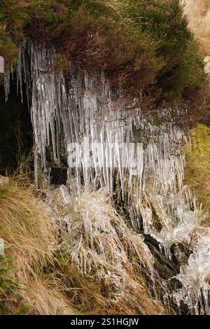 Icicles at the Wicklow Gap mountain pass in Co Wicklow as Ireland ...