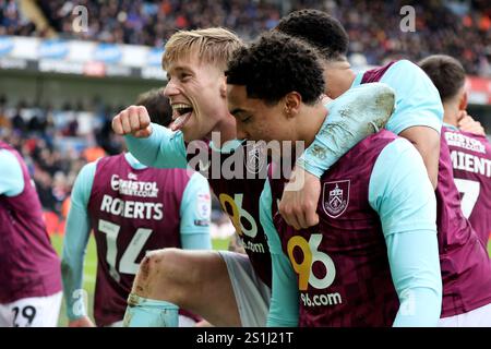 Burnley's Zian Flemming (centre) and team-mates celebrate at Burnley ...