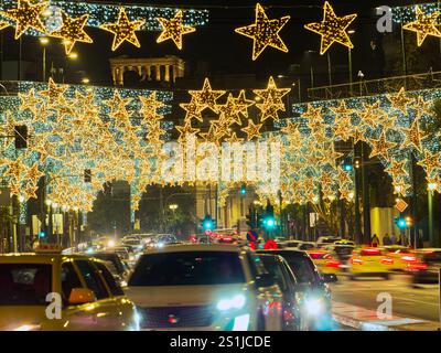 Glowing Christmas lights, blurred view Stock Photo - Alamy