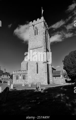 View over All Saints church, Narborough village, North Norfolk, England ...