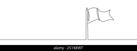 One line drawing of a flag. Editable continuous line. Vector ...