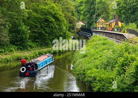 Consall station on the Caldon canal, Churnet valley, Staffordshire ...