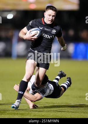 Saracens' Fergus Burke scores their side's sixth try of the game during ...