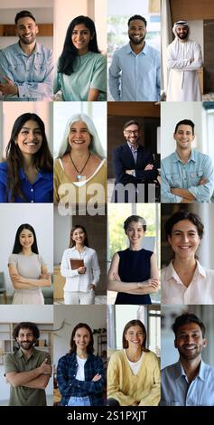 Collage of group of young business people over isolated background ...