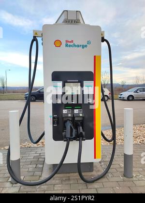 Sign for a Shell Recharge Charging Station in a roadside lamp post in ...