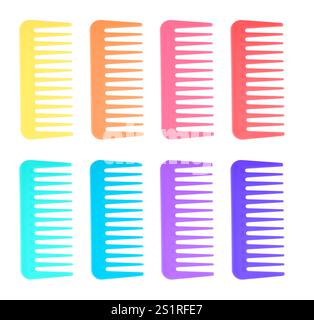 Combs of different colors isolated on white Stock Photo - Alamy