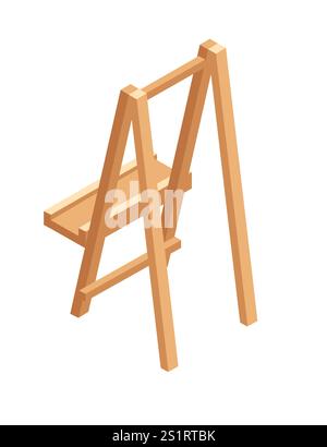 Isometric wooden easel stand. Empty easel without artboard. Tripod for ...