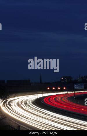 Cars on a motorway at night. Snakes of light and tracers Austria Stock ...