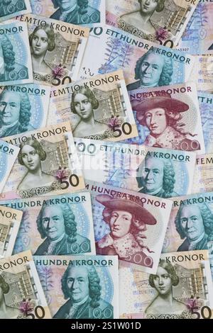 Swedish krona, the currency of Sweden. Various banknotes. Austria Stock ...