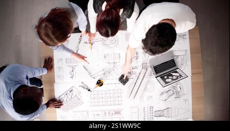 Mechanical Part Design Blueprint. Technical Document Paper Stock Photo ...