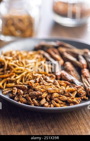 A plate of Fried grasshoppers Stock Photo - Alamy