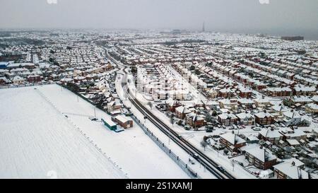 A blanket of snow covers Blackpool in Lancashire. Heavy overnight snow ...
