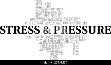 Stress and Pressure word cloud conceptual design isolated on white ...