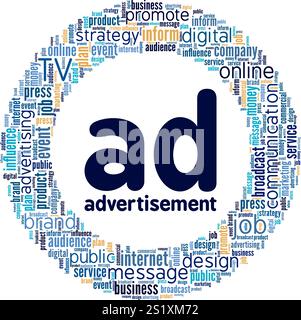Ad - Advertisement word cloud conceptual design isolated on white ...
