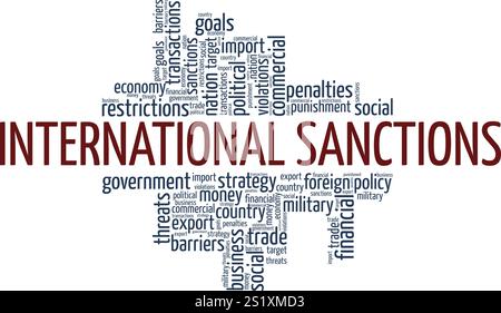 Sanctions word cloud conceptual design isolated on white background ...