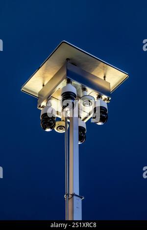 outdoor security cameras mounted on a pole Stock Photo - Alamy