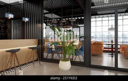 3d render of cafe restaurant interior Stock Photo - Alamy