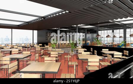 3d render cafe restaurant interior Stock Photo - Alamy