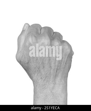 Elderly clenched fist, symbolizing strength, resistance, and ...