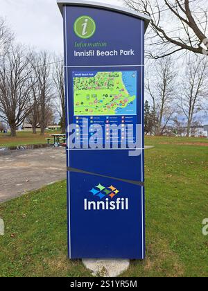 Information map sign at Innisfil Beach Park in Innisfil, Ontario ...