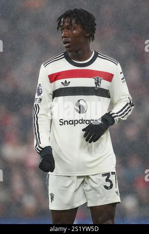 Kobbie Mainoo of Manchester United during the pre-game warmup ahead the ...