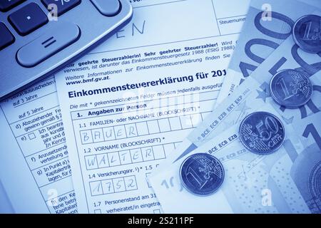 An Austrian tax return for income tax is completed. Austria Stock Photo ...