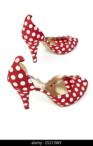 Red ladies shoes high heels with white dots Stock Photo - Alamy
