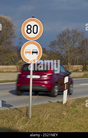 Speed limit sign Eighty Stock Photo - Alamy