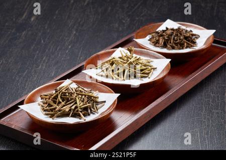 3 types of hojicha (stick tea, Kaga-bocha, normal Stock Photo - Alamy