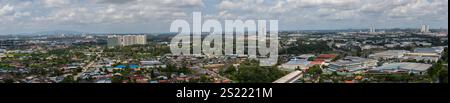 Aerial skyline view of Tebrau landscape, large plots of land with ...