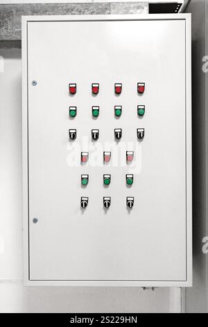 Control panel with multiple switches and indicators installed on the ...