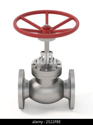 Stainless steel gate valve isolated on white background. 3D ...