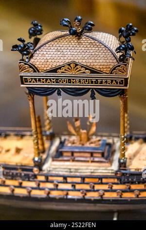 Model feature of the British three-deck warship, HMS Victory. It was ...