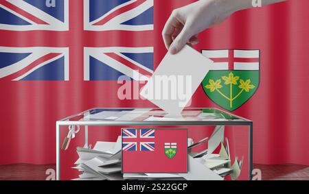 Ontario - flags and ballot box - voting, election concept - 3D ...